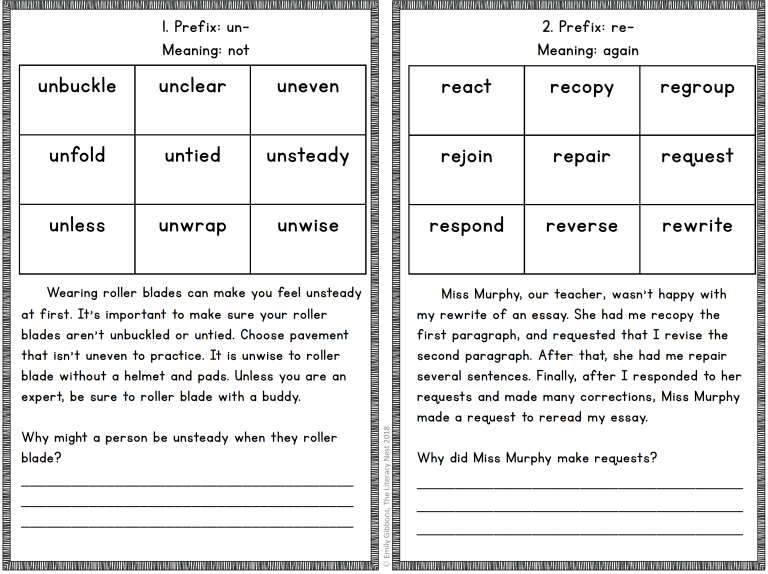 Decodable Passages for Prefixes and Suffixes FREEBIE - The Literacy Nest
