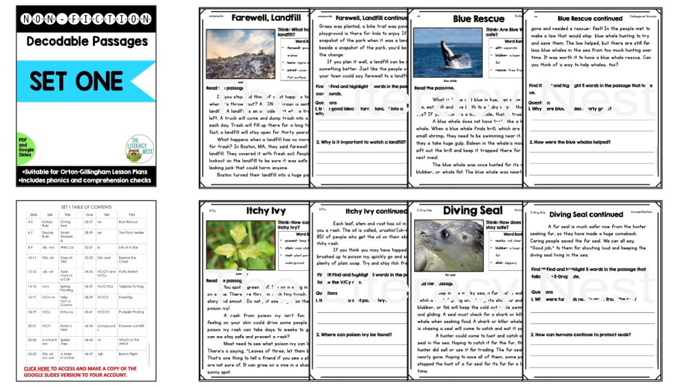 Nonfiction Decodable Passages to Supports Science of Reading Set 1 ...