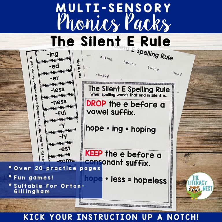 Orton-Gillingham Spelling Rule: Silent E Rule Multisensory Activities ...