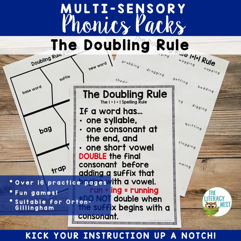 Phonics Packs: The Doubling Rule | Spelling Rule Orton Gillingham ...