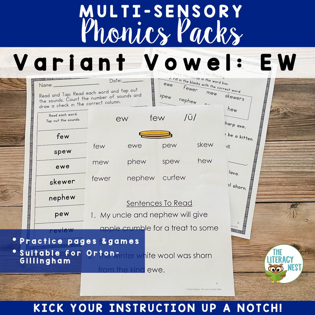 EW Variant Vowels | Orton-Gillingham Multisensory Phonics Activities ...