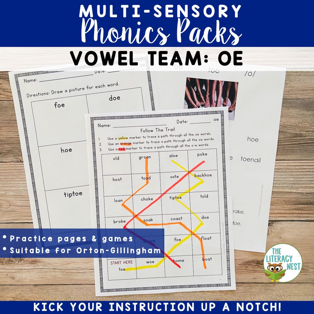 Vowel Team OE | Orton-Gillingham Multisensory Phonics Structured ...