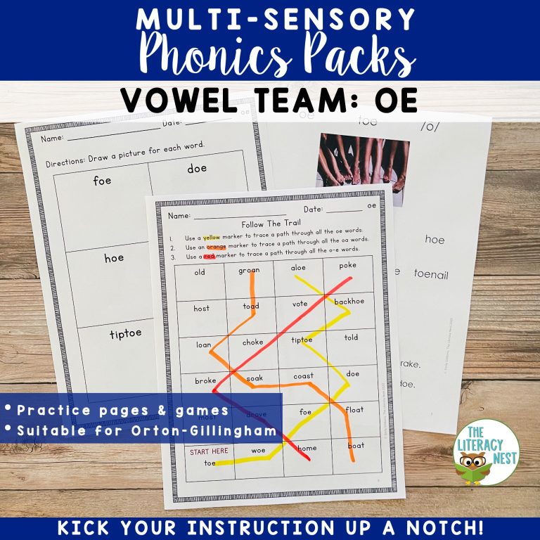 Vowel Team OE | Orton-Gillingham Multisensory Phonics Structured ...