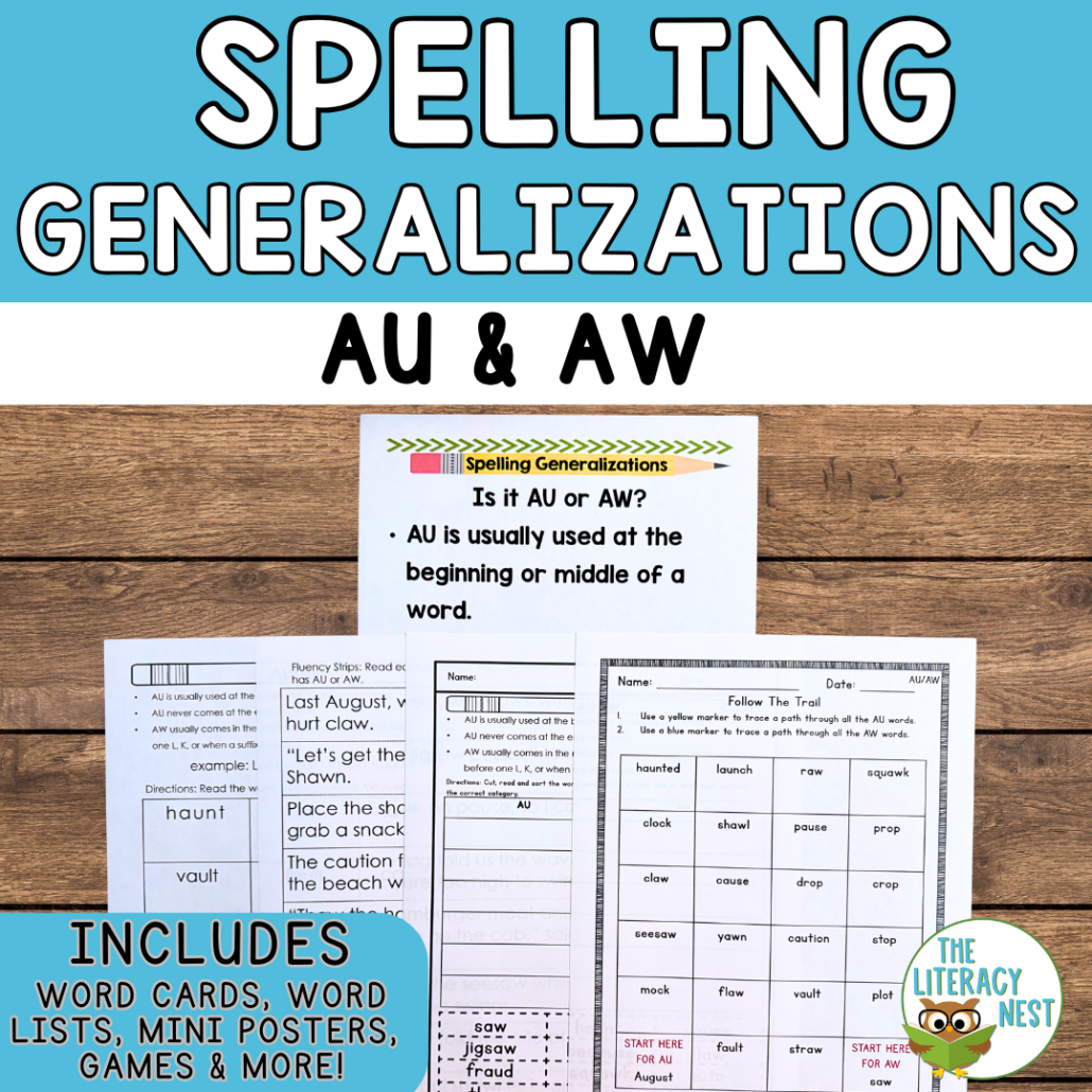 AU and AW Spelling Rules for Orton-Gillingham Lessons - The Literacy Nest