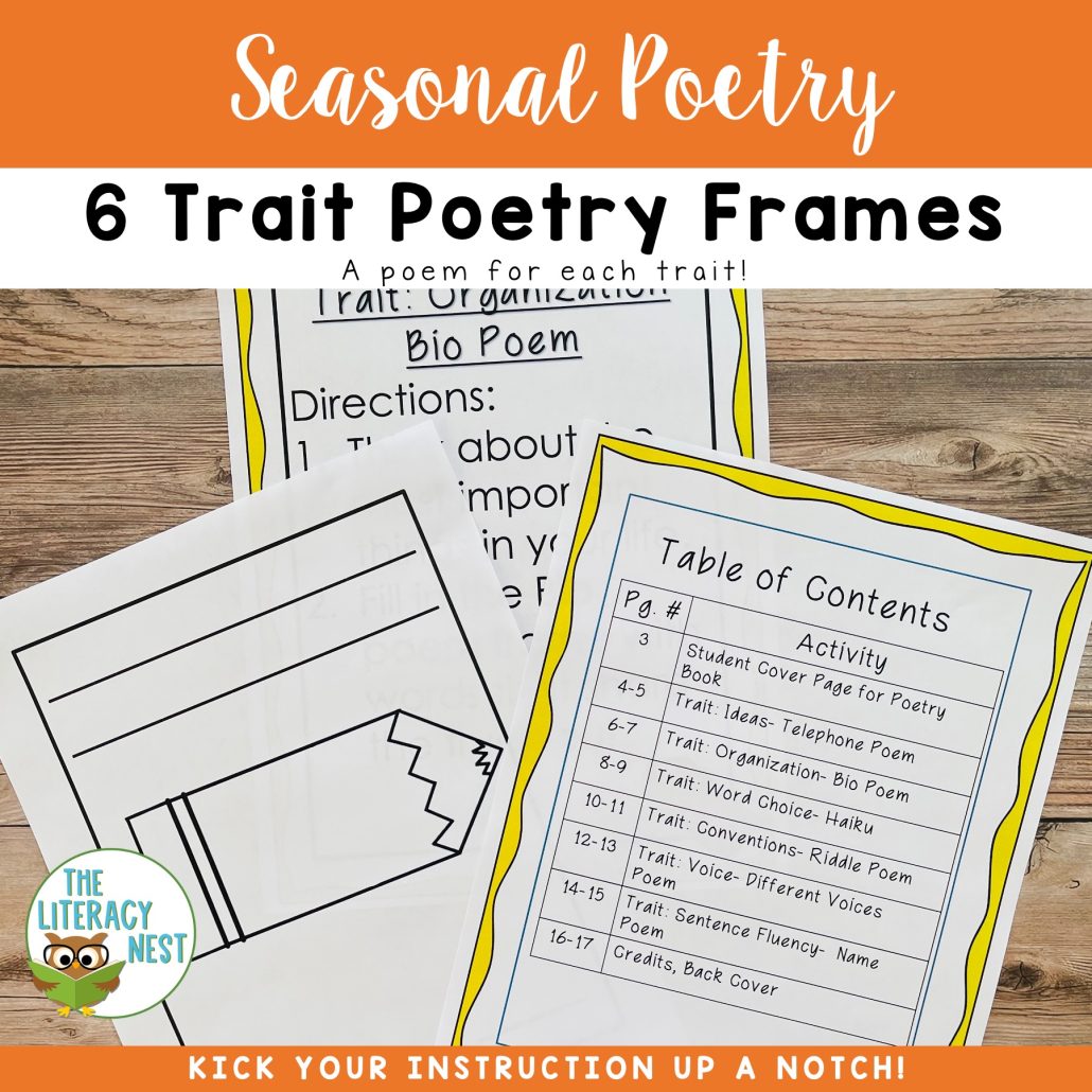 6 Traits Poetry Frame Printables - The Literacy Nest