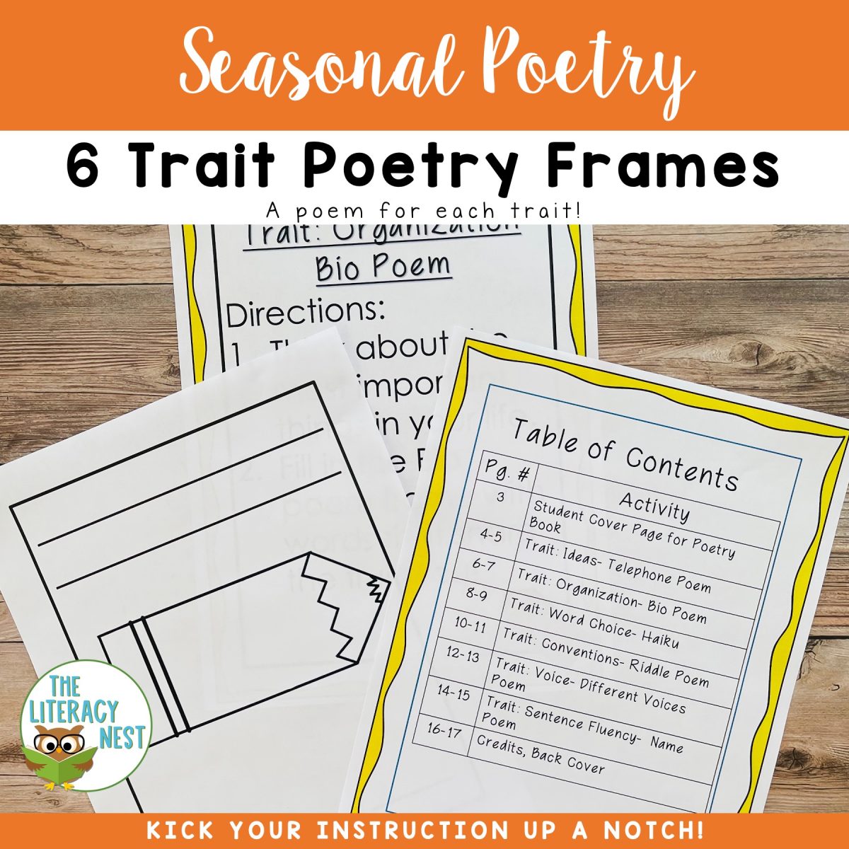 6 Traits Poetry Frame Printables - The Literacy Nest