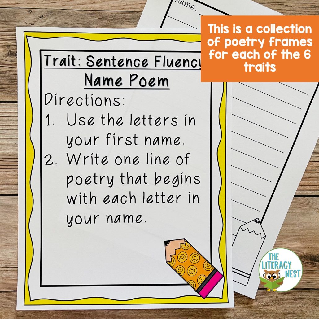 6 Traits Poetry Frame Printables - The Literacy Nest