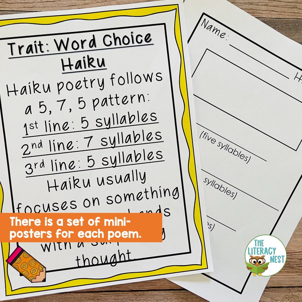 6 Traits Poetry Frame Printables - The Literacy Nest