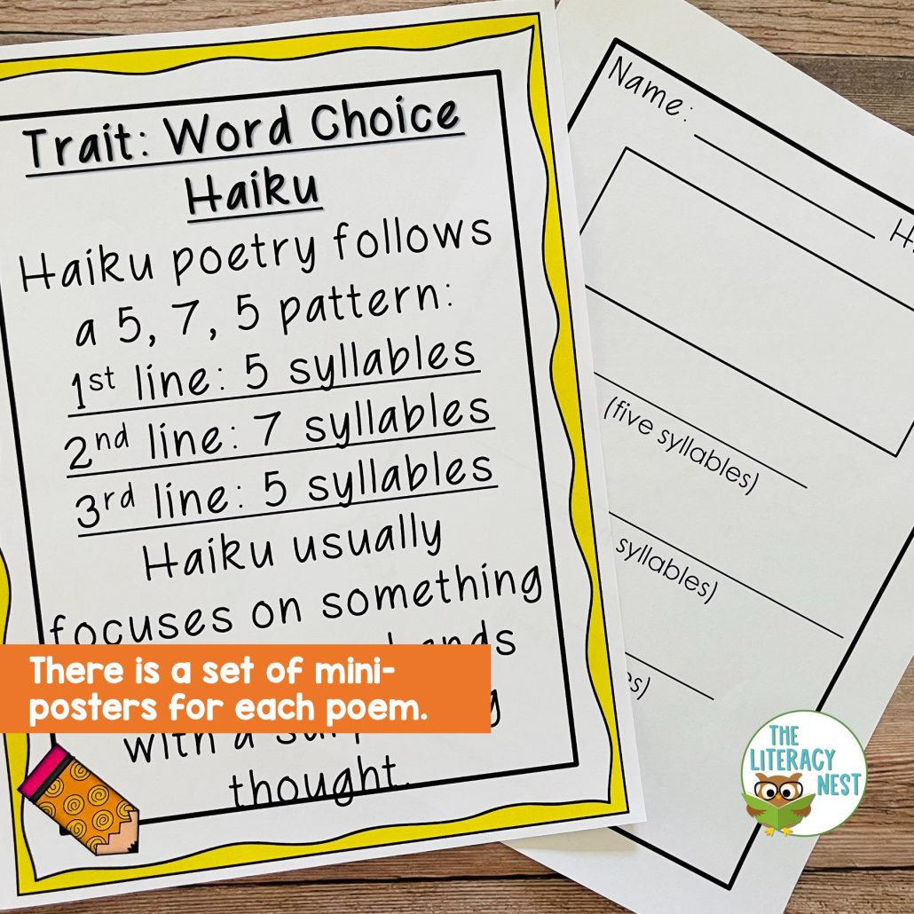 6 Traits Poetry Frame Printables - The Literacy Nest