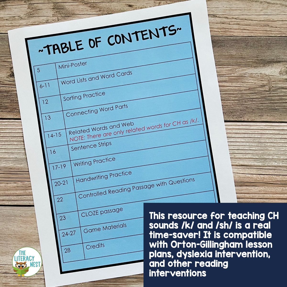 Advanced Orton-Gillingham Activities Sounds of CH /k/ and /sh/