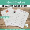 Decodable Word Lists & Sentences for ADVANCED Orton-Gillingham Level 1 ...