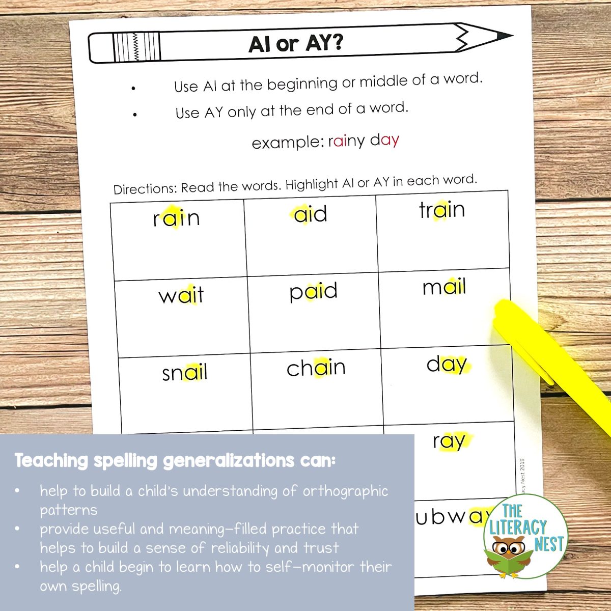AI and AY Spelling Rules for Orton-Gillingham Lessons - The Literacy Nest