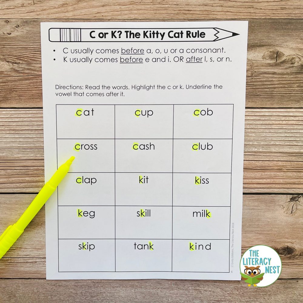 C or K Spelling Rules for Orton-Gillingham Lessons - The Literacy Nest