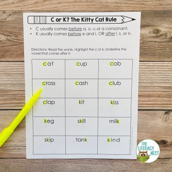 C or K Spelling Rules for Orton-Gillingham Lessons - The Literacy Nest