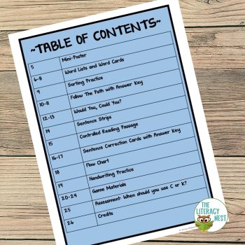 C or K Spelling Rules for Orton-Gillingham Lessons - The Literacy Nest