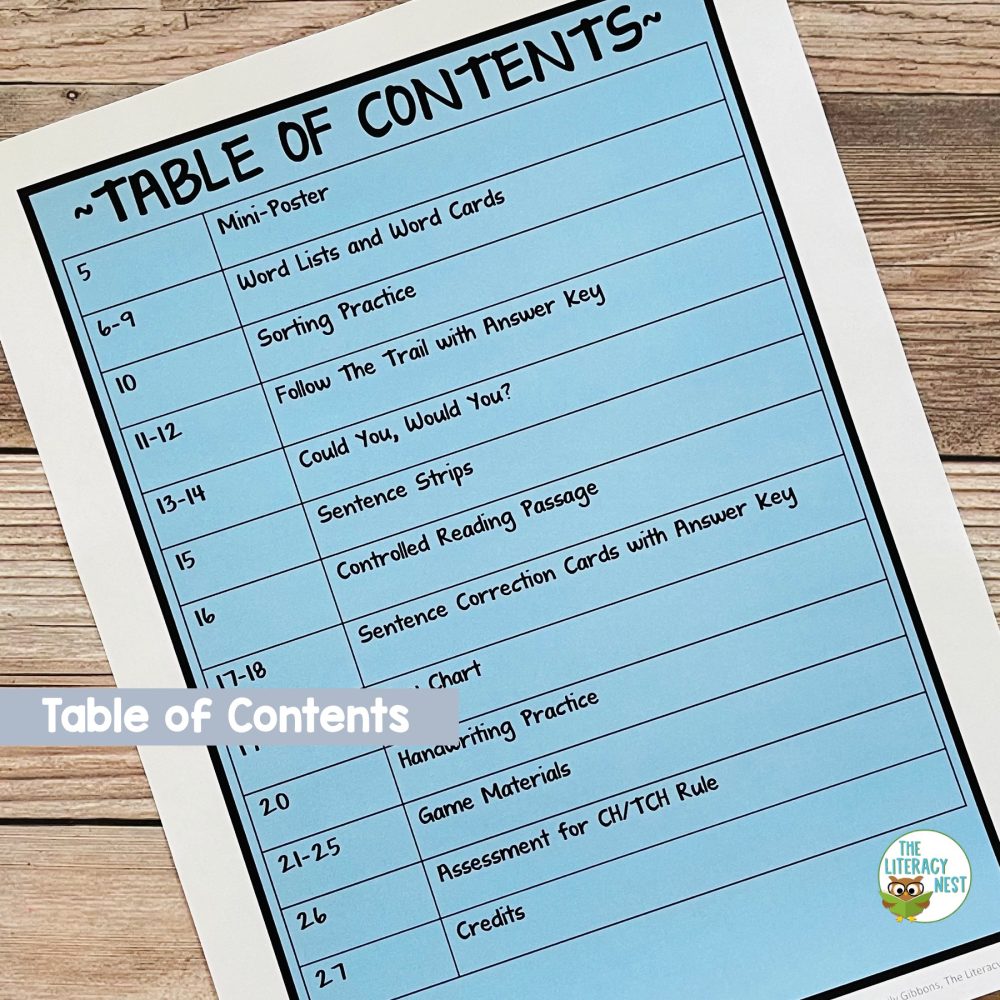 CH and TCH Spelling Rules for Orton-Gillingham Lessons - The Literacy Nest