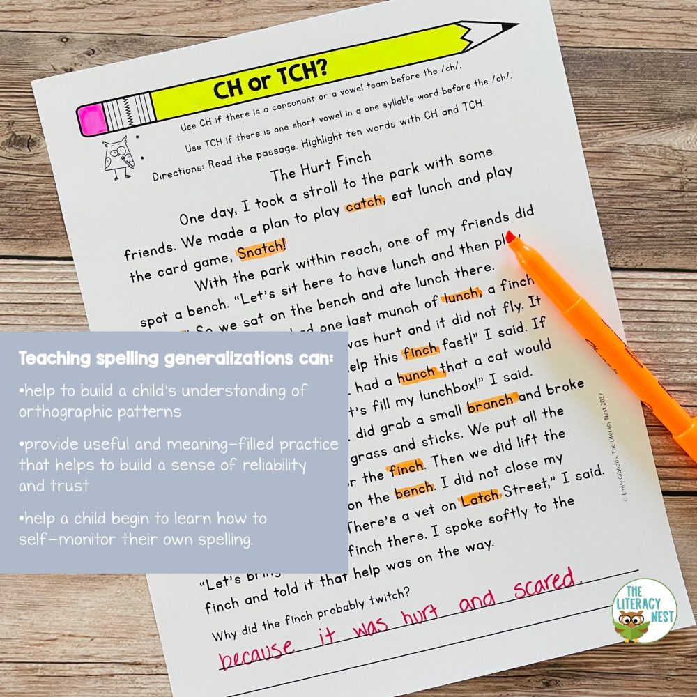 CH and TCH Spelling Rules for Orton-Gillingham Lessons - The Literacy Nest