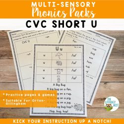 Phonics Packs: CVC Short U | Multisensory Orton-Gillingham Literacy ...