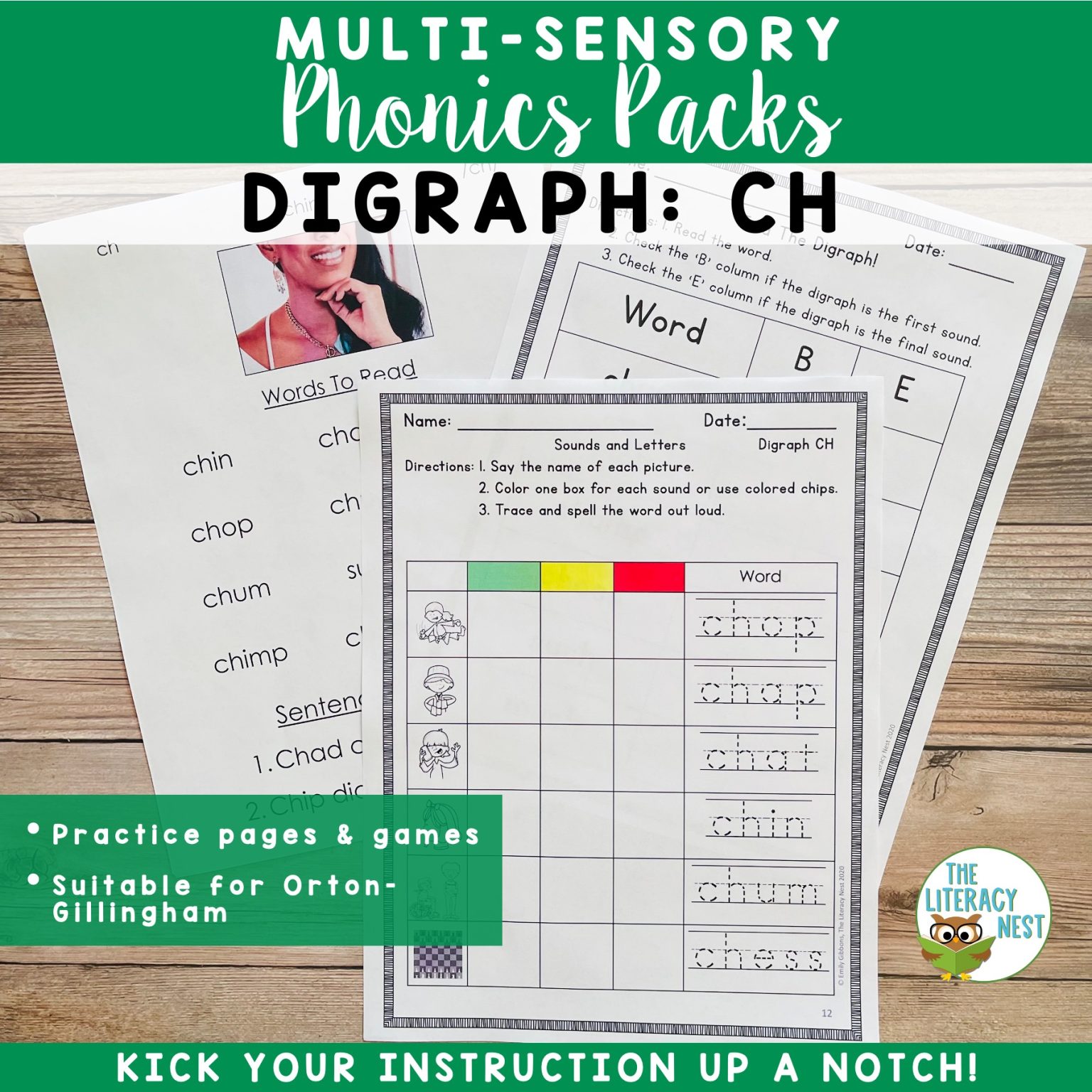 Digraph CH Worksheets and Activities for Orton-Gillingham Lessons - The ...