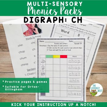 Digraph CH Worksheets and Activities for Orton-Gillingham Lessons - The ...