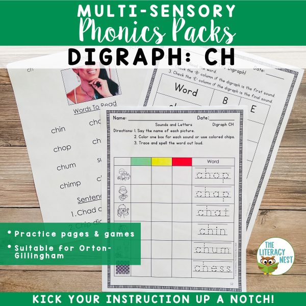 Digraph CH Worksheets and Activities for Orton-Gillingham Lessons - The ...