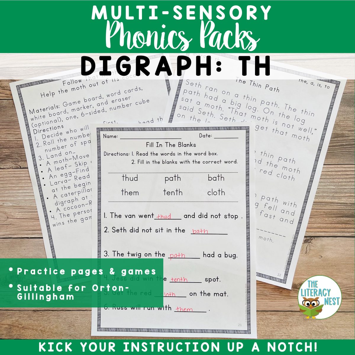Digraph TH Worksheets and Activities for Orton-Gillingham Lessons - The ...