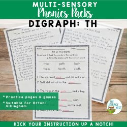 Digraph TH Worksheets and Activities for Orton-Gillingham Lessons - The ...