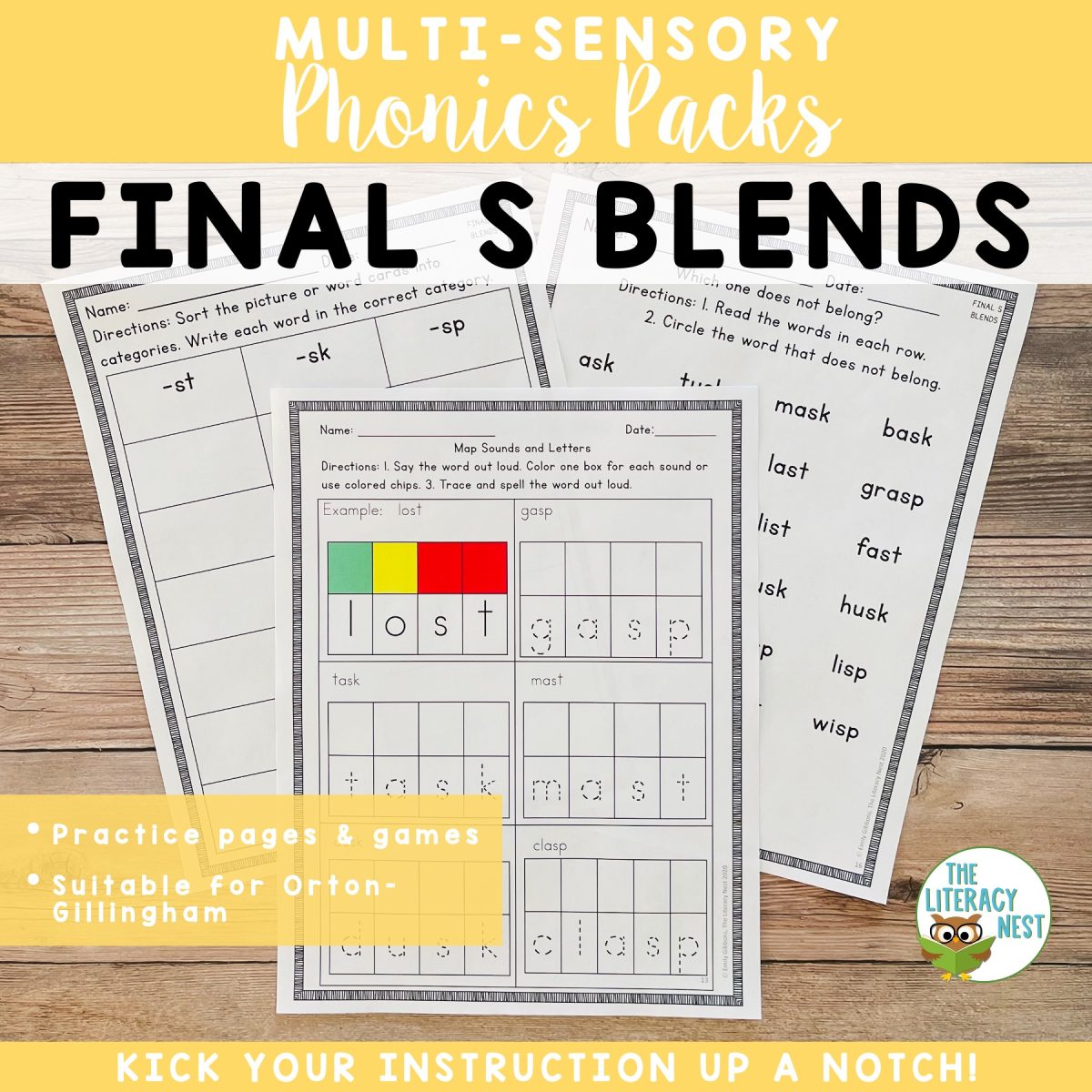 Consonant Blends (Final S) Worksheets Activities for Orton-Gillingham ...