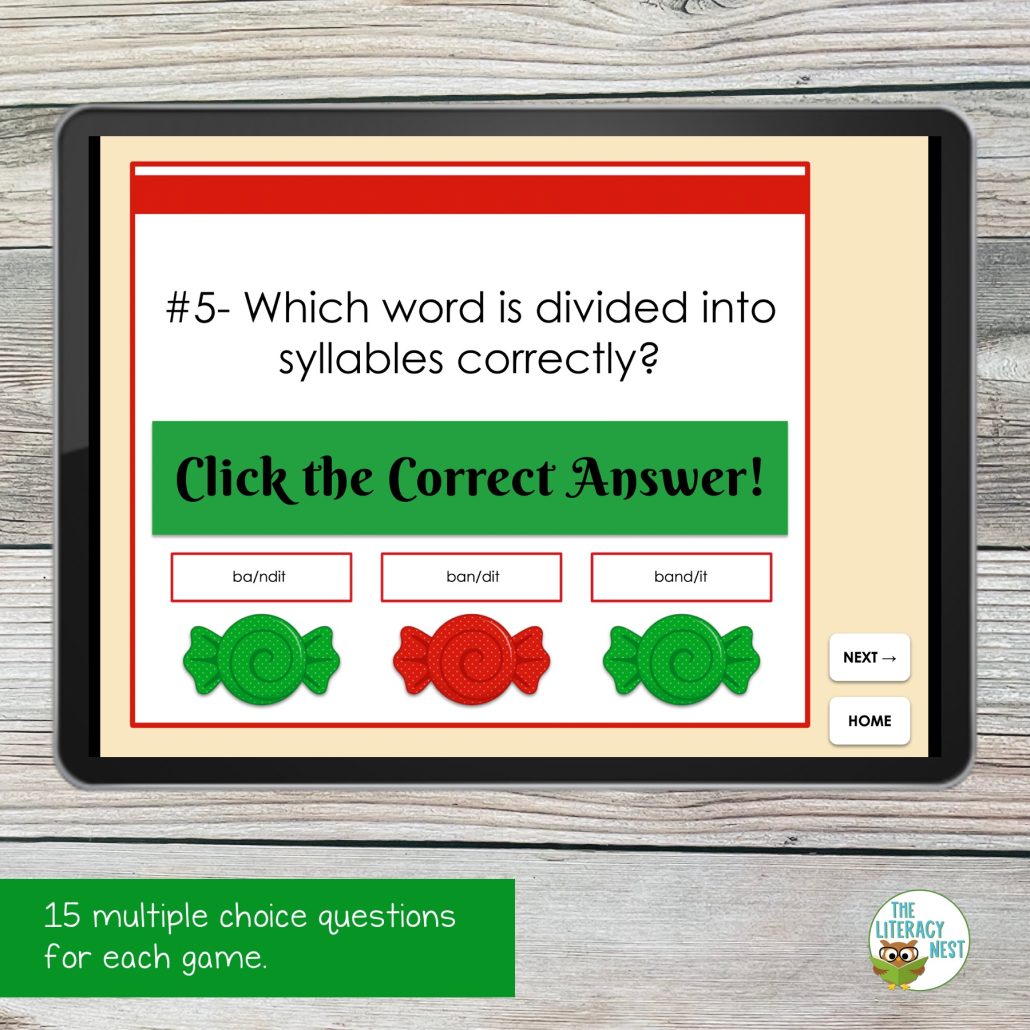 Winter Activities Syllable Division Rules VCCV Freebie - The Literacy Nest