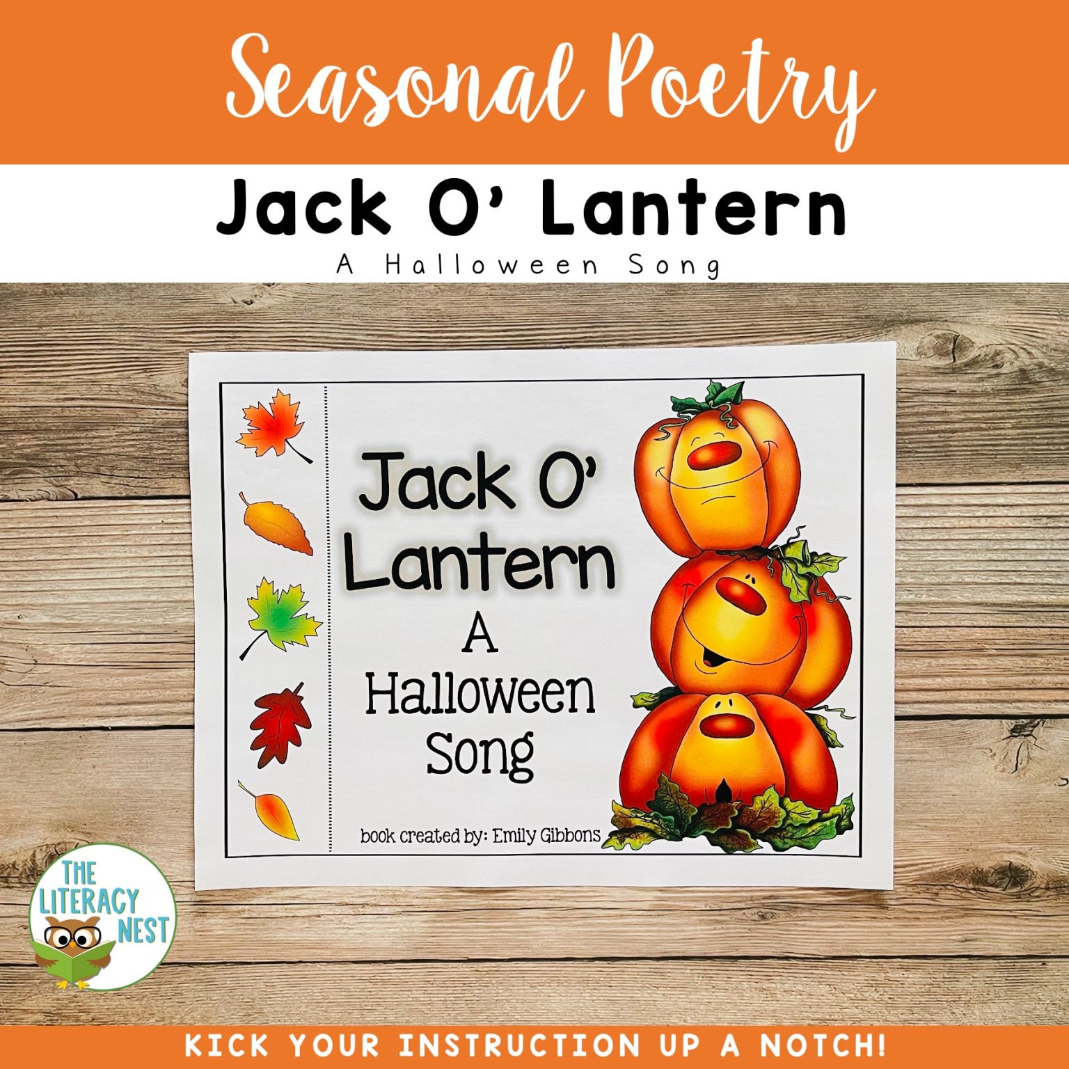 Halloween Song Book Freebie: Jack O' Lantern - The Literacy Nest