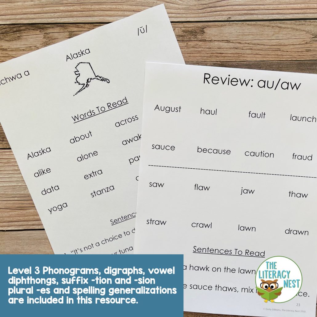 Decodable Word Lists & Sentences for Orton Gillingham Lessons Level 3 ...