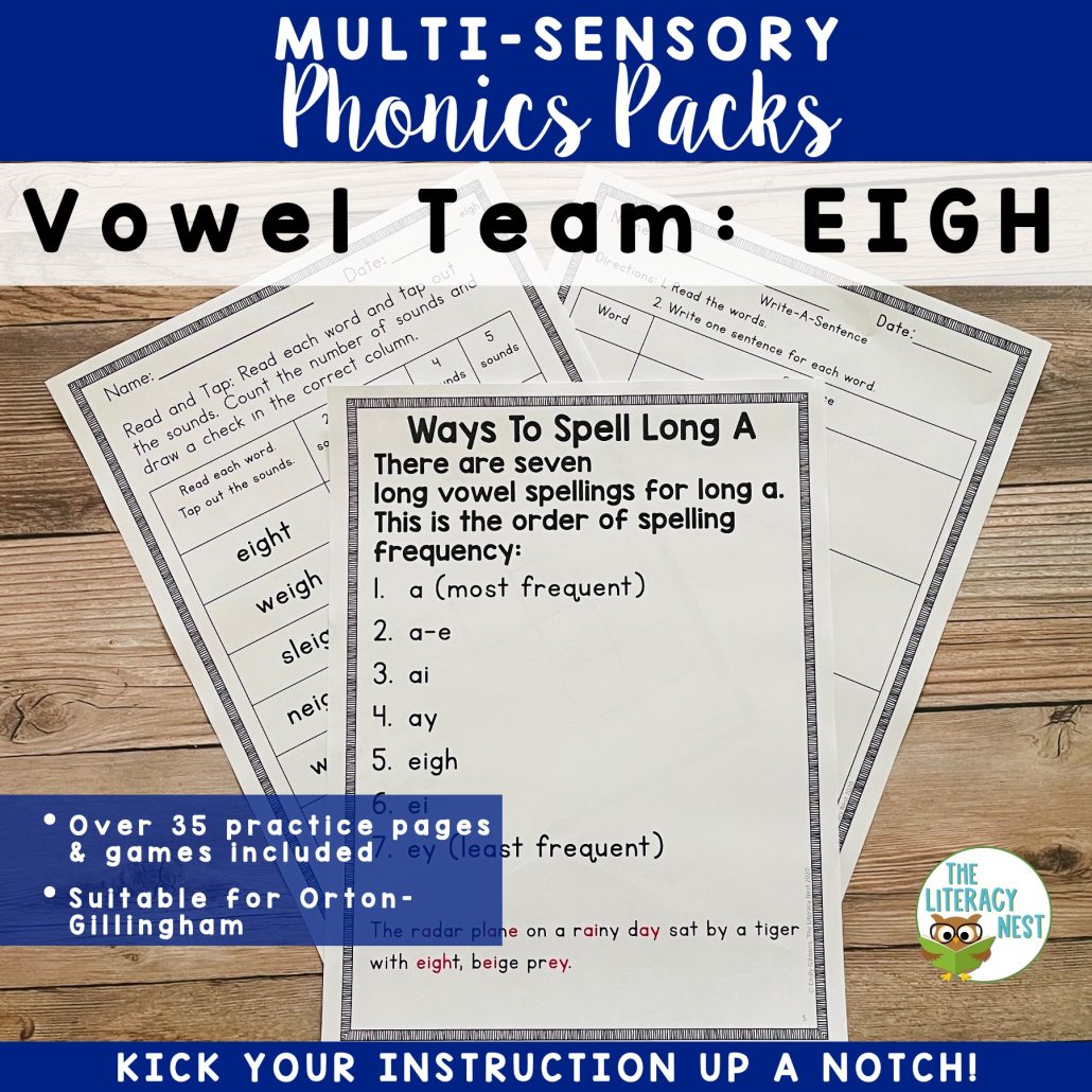 Vowel Team Activities EIGH for Orton-Gillingham Lessons - The Literacy Nest