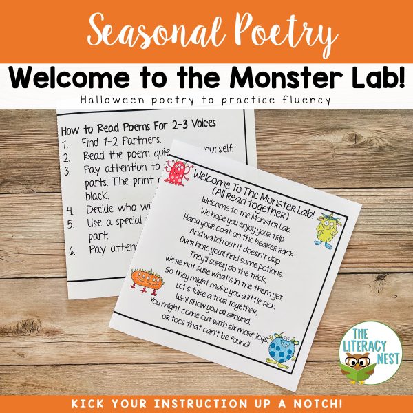 Halloween Poetry for Fluency Practice Monster Theme - The Literacy Nest