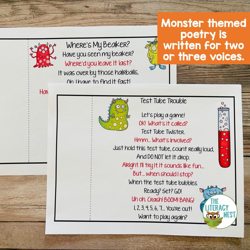 Halloween Poetry for Fluency Practice Monster Theme - The Literacy Nest