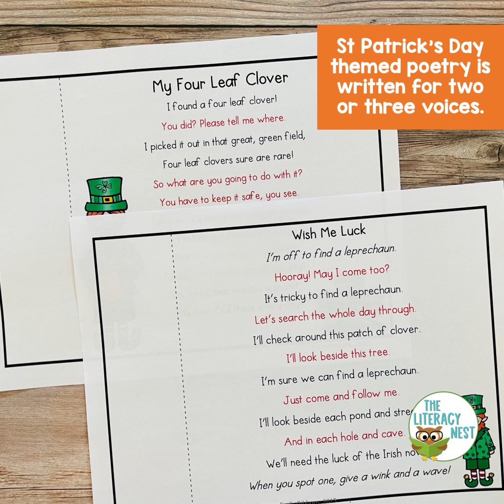 St. Patrick's Day Poems for Fluency Practice - The Literacy Nest