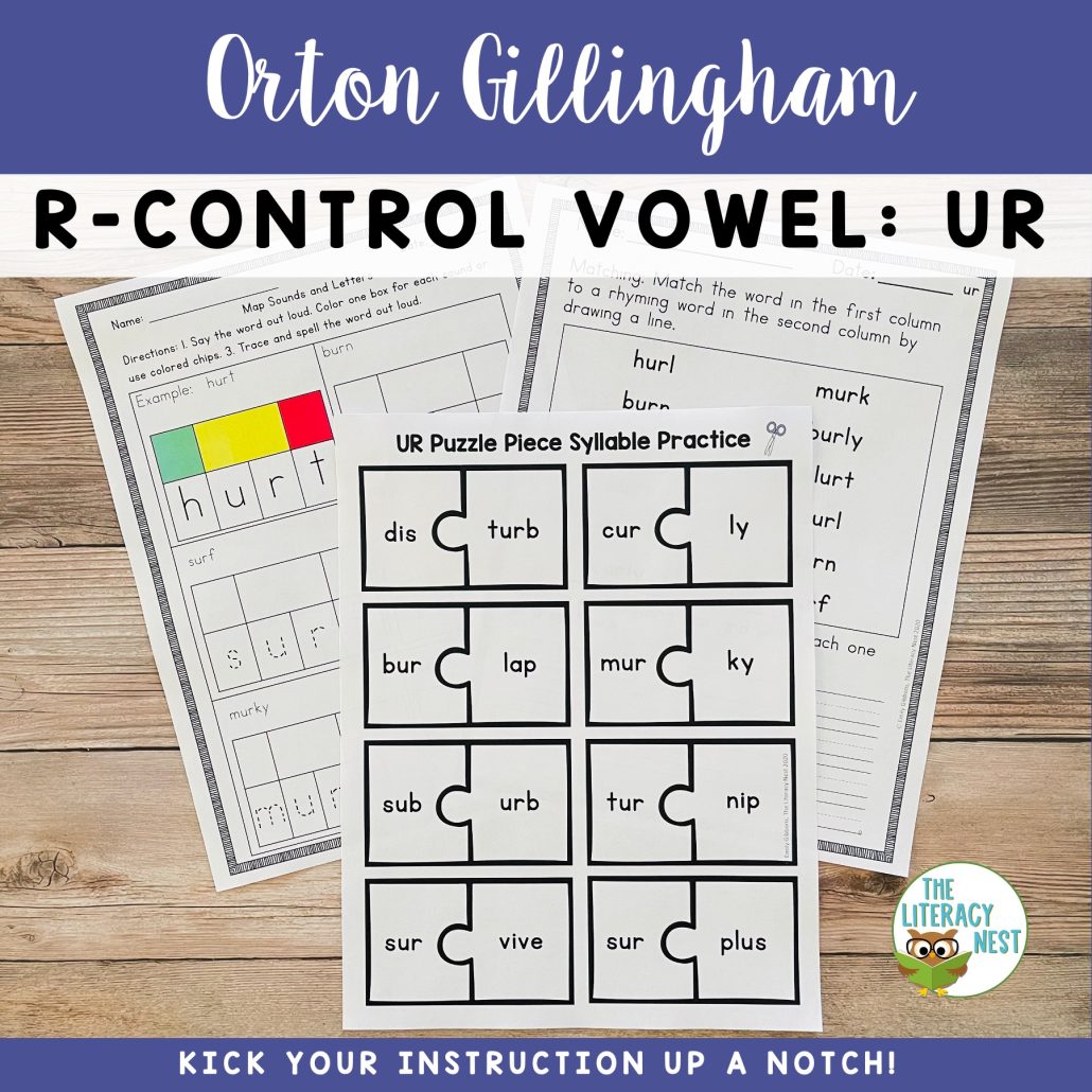 R-Controlled Vowel: UR | Orton-Gillingham Multisensory Phonics Activity ...