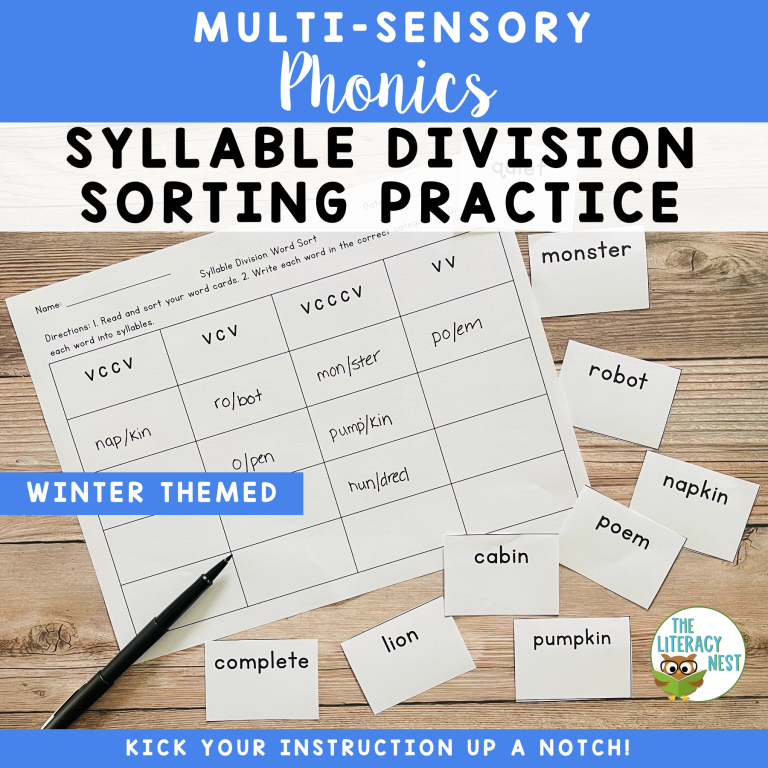Syllable Division Activities for Explicit Phonics and Orton-Gillingham ...