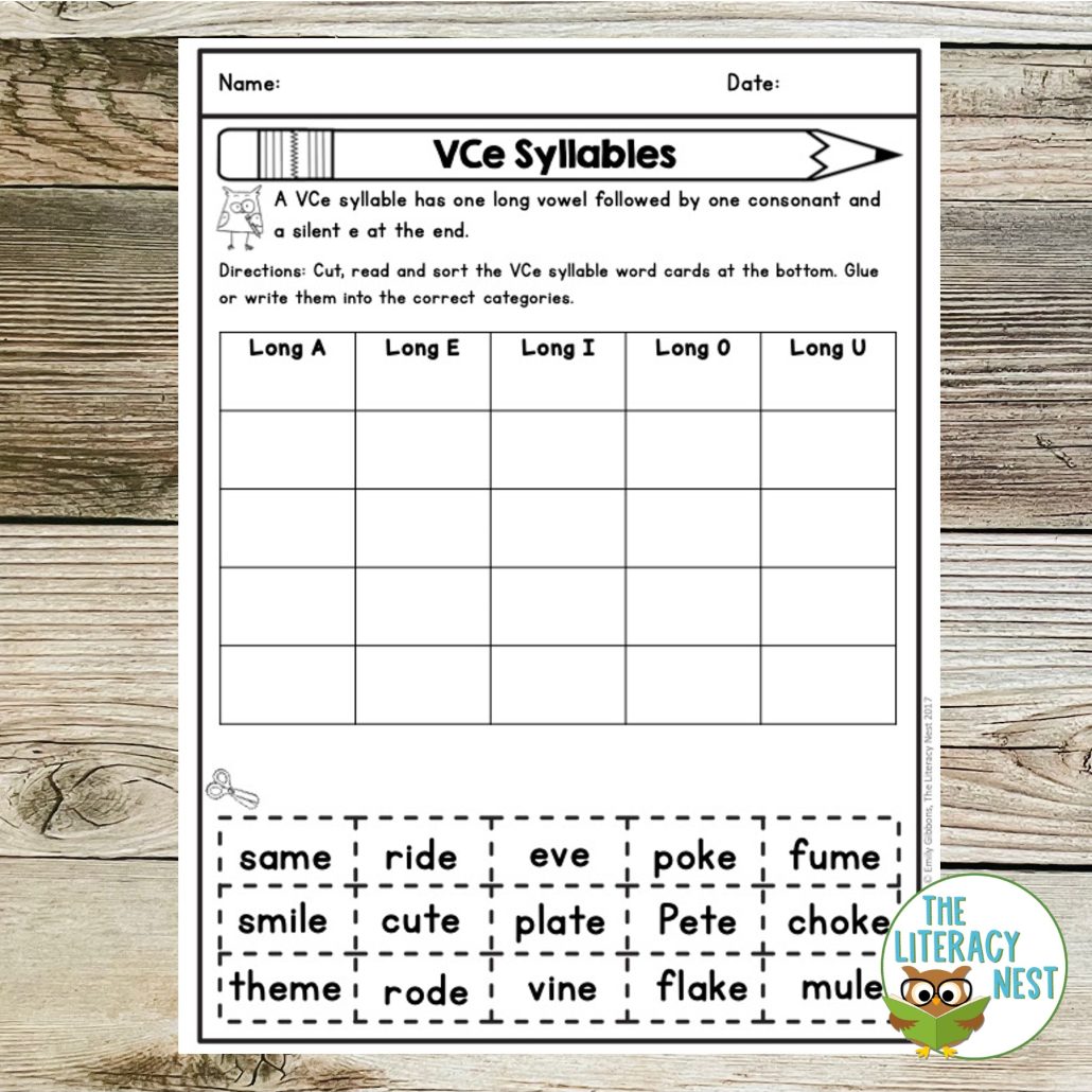 Syllable Types: VCe Orton-Gillingham Explicit Phonics - The Literacy Nest