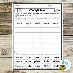 Syllable Types: VCe Orton-Gillingham Explicit Phonics - The Literacy Nest