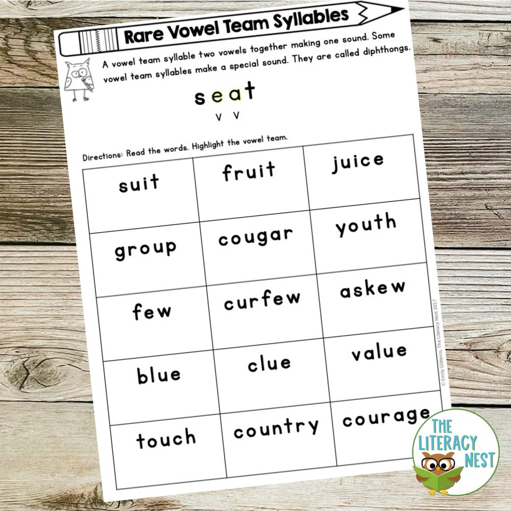 Syllable Types Vowel Teams Activities Orton-Gillingham Lessons - The ...
