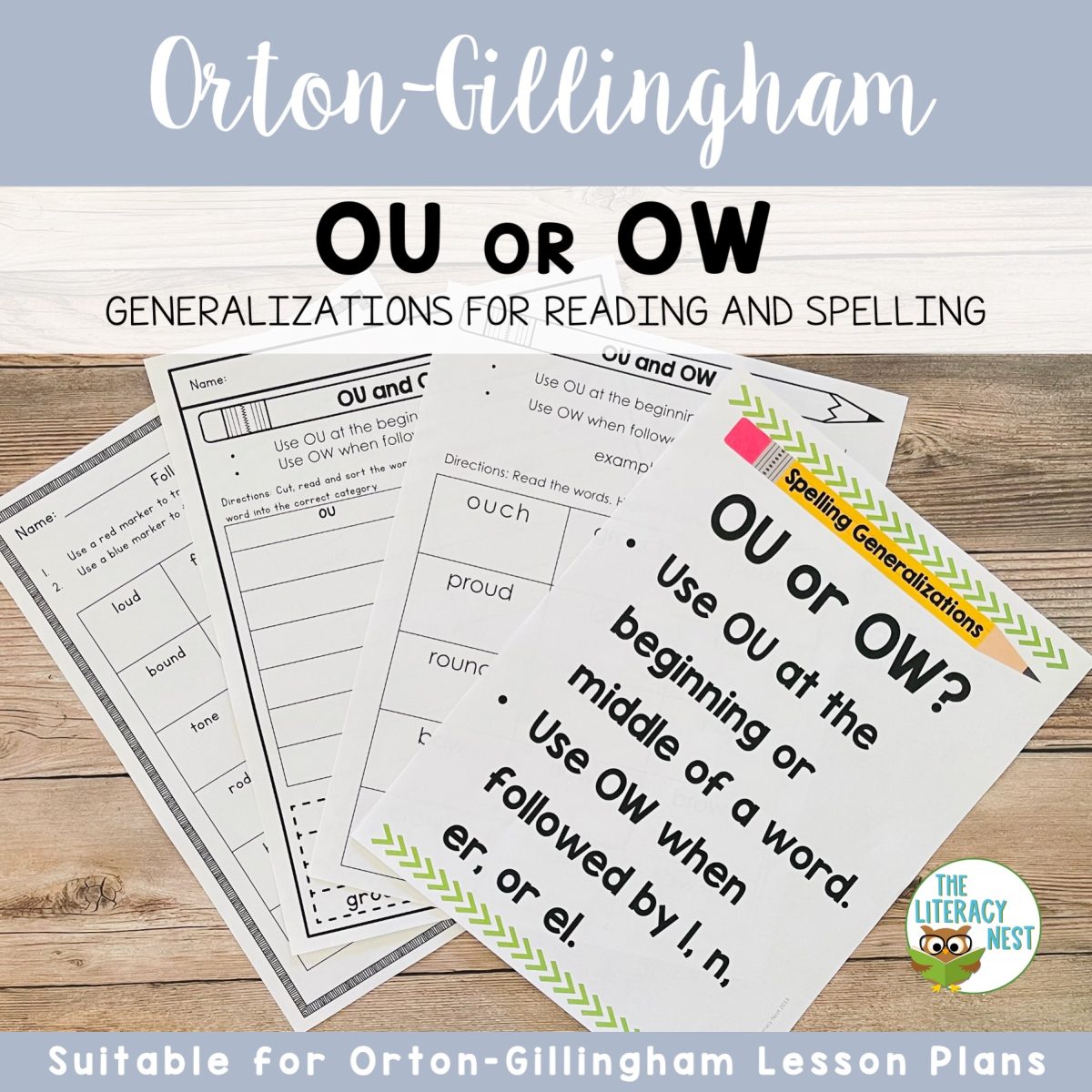 OU and OW Spelling Rules for Orton-Gillingham Lessons - The Literacy Nest