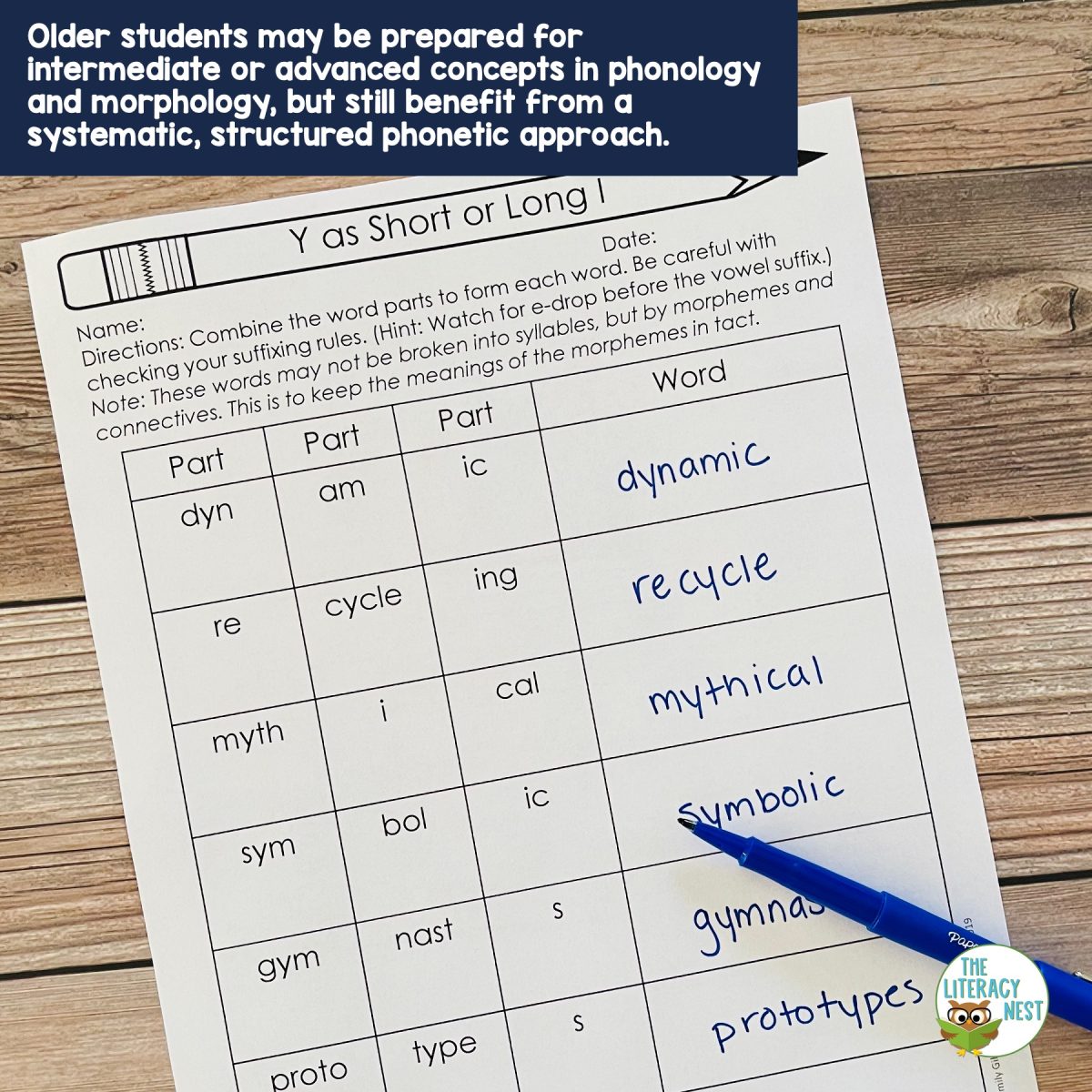 Advanced Orton-Gillingham Activities Y Sounds (short I and long I)