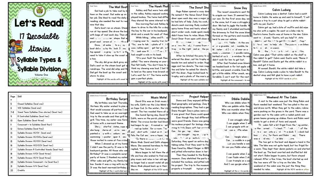 Syllable Division and Syllable Types Decodable Passages - The Literacy Nest