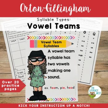 Syllable Types Vowel Teams Activities Orton-Gillingham Lessons - The ...