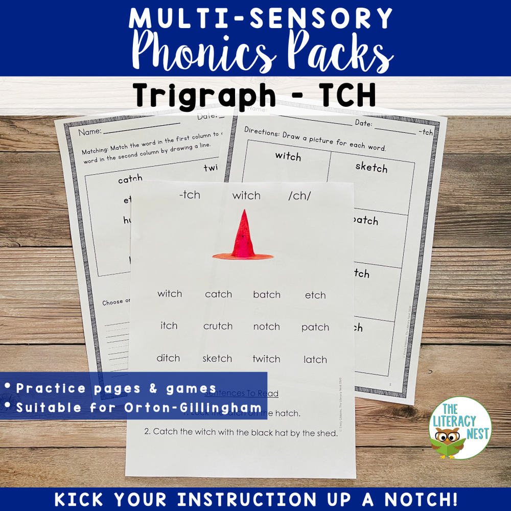 Trigraph: TCH | Orton-Gillingham Multisensory Phonics Activities ...
