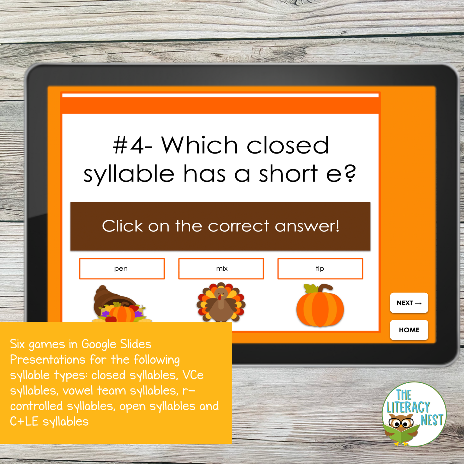 Thanksgiving Activities Syllable Activities for Virtual Learning - The ...