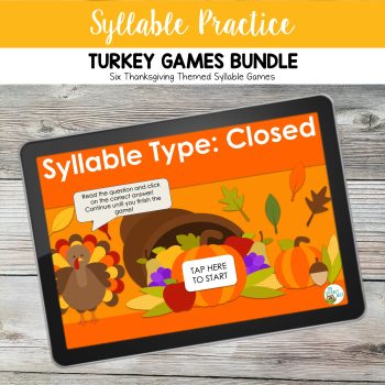 Thanksgiving Activities Syllable Activities for Virtual Learning - The ...
