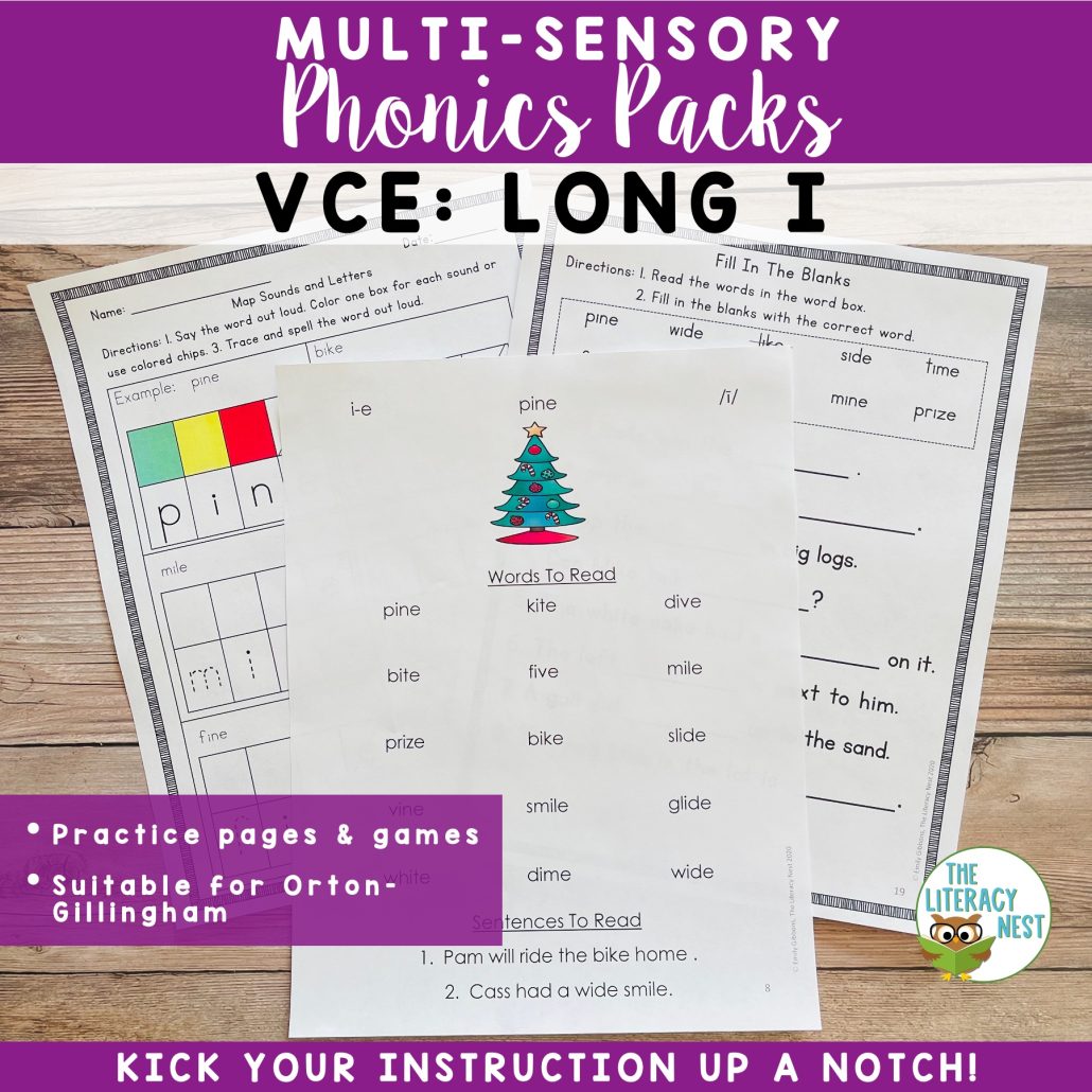 VCE: Long I | Orton-Gillingham Activity Multisensory Phonics Structured ...