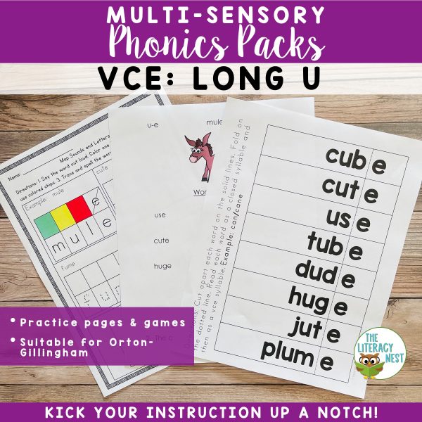 VCE: Long U | Orton-Gillingham Activity Multisensory Phonics Structured ...
