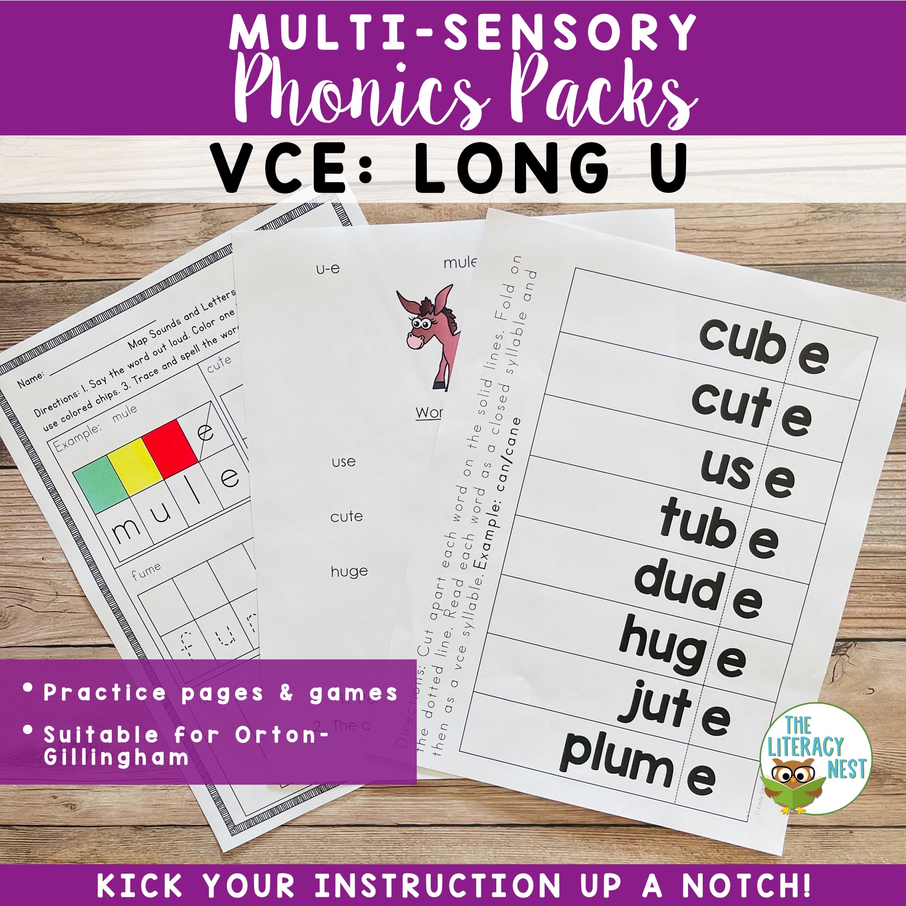 VCE: Long U | Orton-Gillingham Activity Multisensory Phonics Structured ...